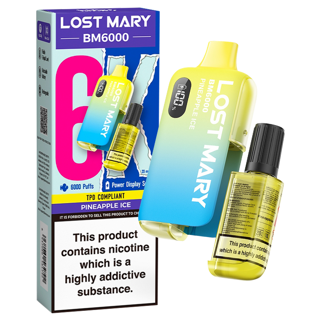 Pineapple Ice Lost Mary Bm6000 Big Puff Vape Shop 3 For £30