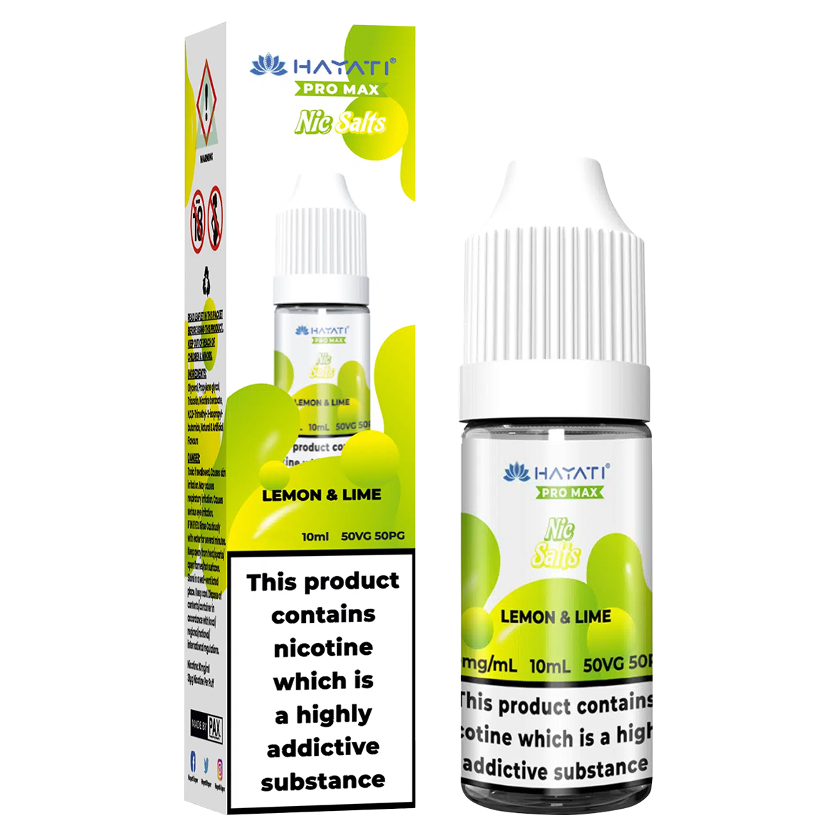 Lemon and Lime Nic Salt by Hayati Pro Max 10ml | 6 for £22 – Ecigwizard