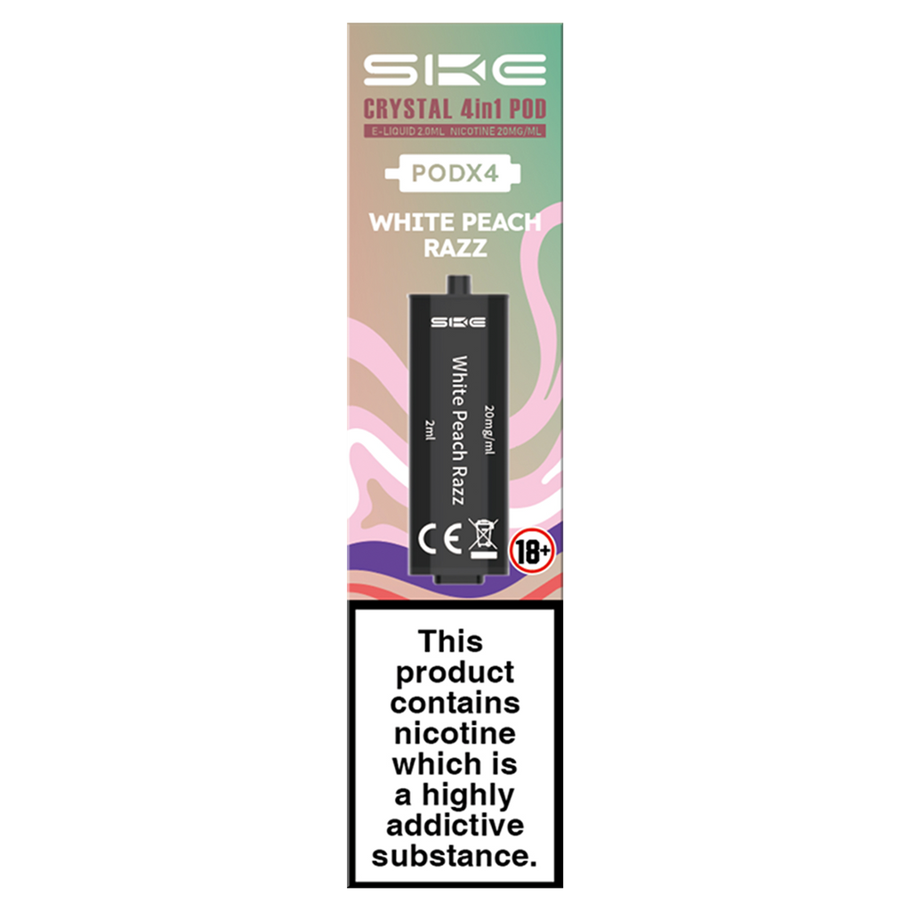 White Peach Razz SKE Crystal 4in1 Pods | SKE Vape Pods